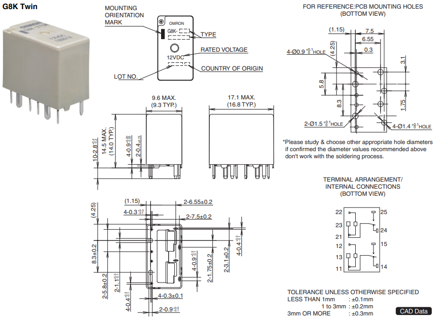 G8K DC Automotive PCB Relay - Omron | DigiKey