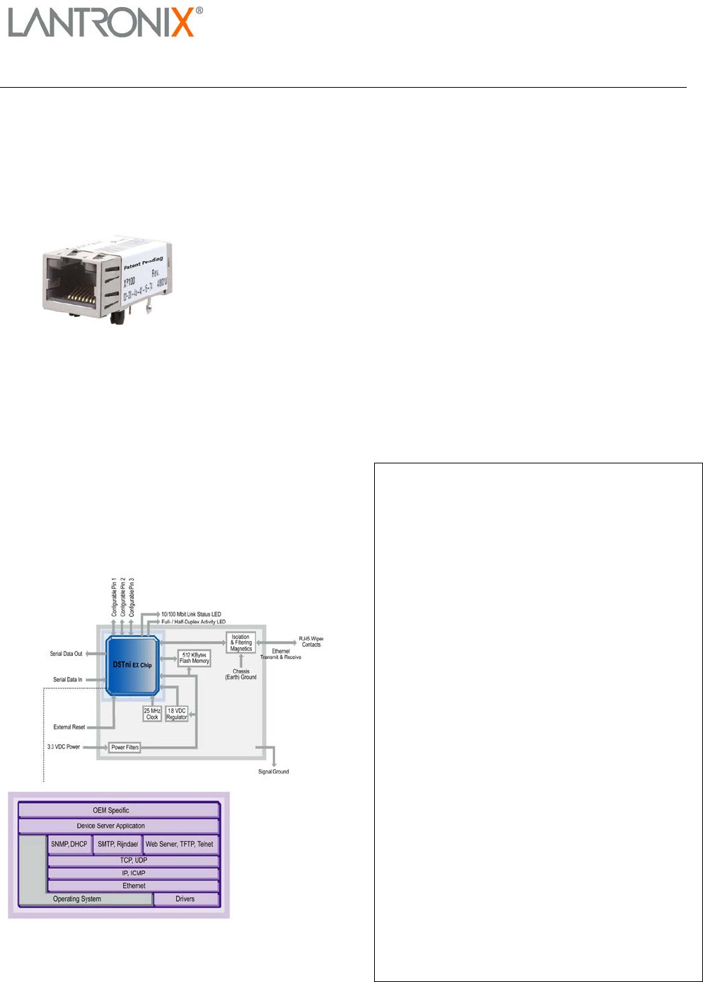 Lantronix, Inc.が提供するXPort®のデータシート | DigiKey