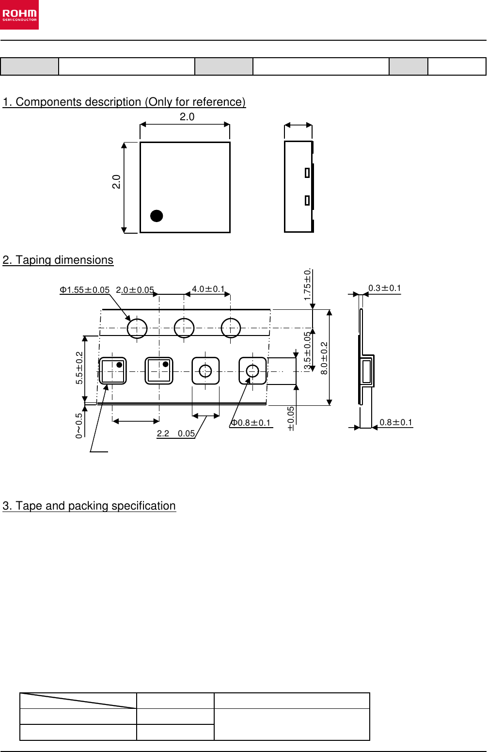 HUML2020L8 TR Taping Spec Datasheet by Rohm Semiconductor | Digi-Key Electronics