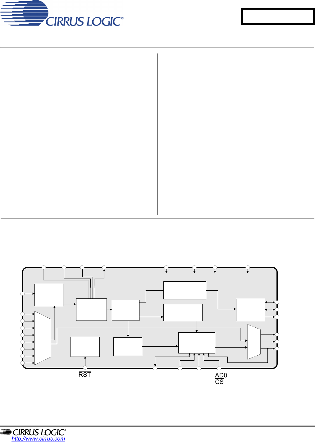 CS8416 Datasheet by Cirrus Logic Inc. | Digi-Key Electronics